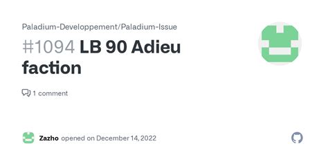 Lb 90 Adieu Faction · Issue 1094 · Paladium Developpementpaladium