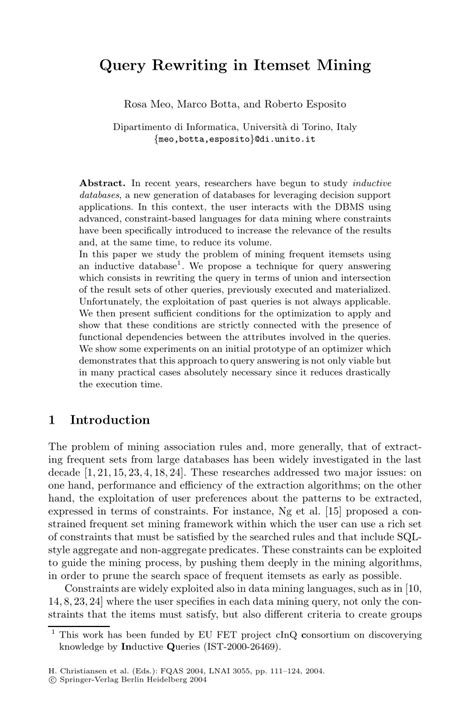 pdf query rewriting in itemset mining