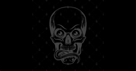 Human Skull With Eyes And Tongue Sticking Out Drawn In Tattoo Style