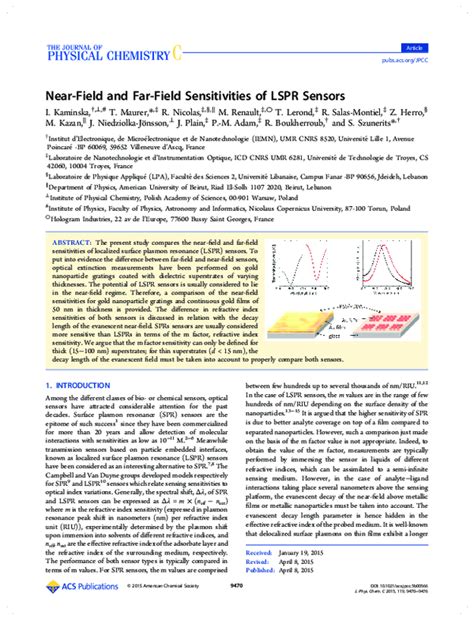 Pdf Near Field And Far Field Sensitivities Of Lspr Sensors