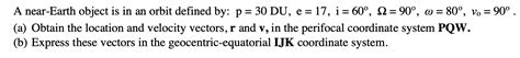 solved a near earth object is in an orbit defined