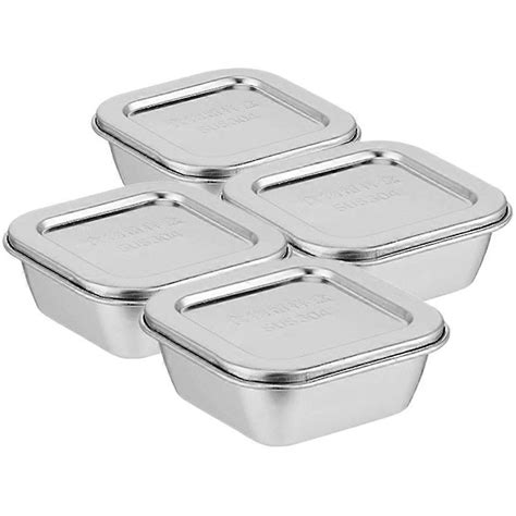 4pcs Stainless Steel Food Containers Food Sample Boxes Food Storage