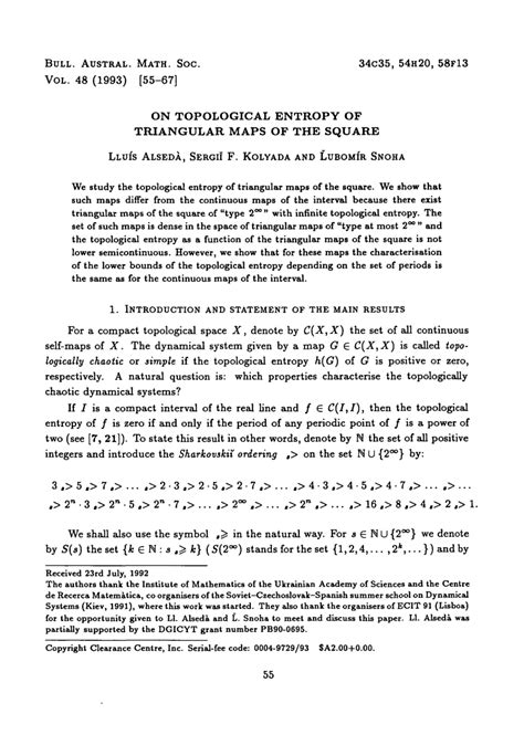 Pdf On Topological Entropy Of Triangular Maps Of The Square