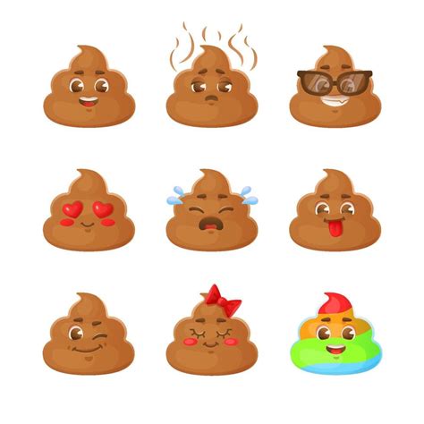 Set Of Cute Poop Character With Different Emotions 21521916 Vector Art