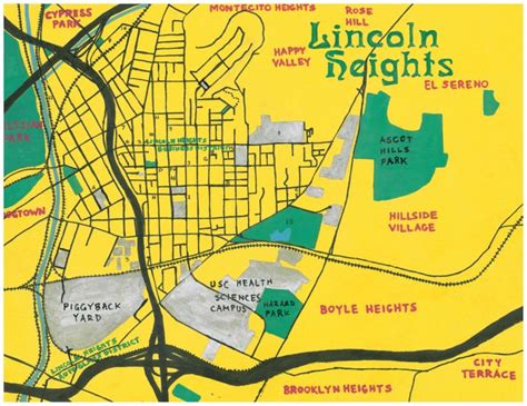 A Map Of Lincoln Heights And Surrounding Eastside Neighborhoods That I