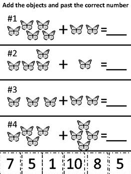 Kindergarten Math Addition Cut And Paste Worksheets By Calling All