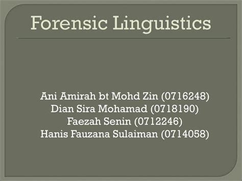 Forensic Linguistics Ppt