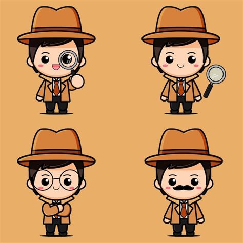 Premium Vector Set Of Cute Detective Designs