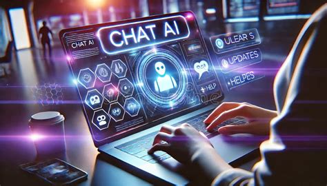 Futuristic Chat Ai Interface On Laptop Interactive Ai Chatbot For Assistance And Updates Stock