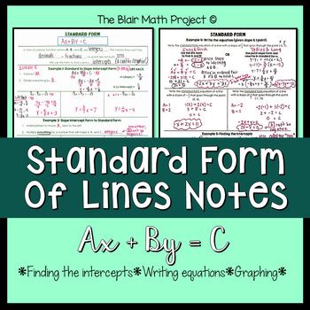 Linear Equations Standard Form By The Blair Math Project TPT