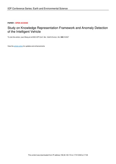PDF Study On Knowledge Representation Framework And Anomaly Detection Of The Intelligent Vehicle
