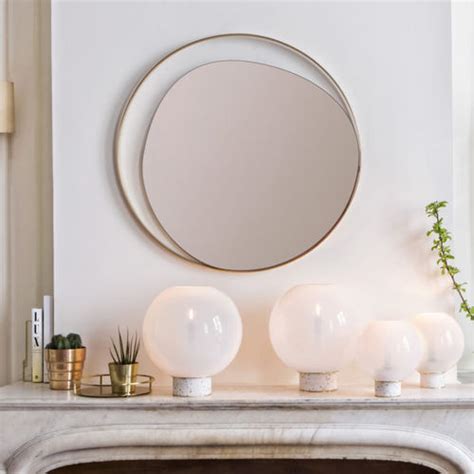 Wall Mounted Mirror Ellipse Red Edition Contemporary Round Brass