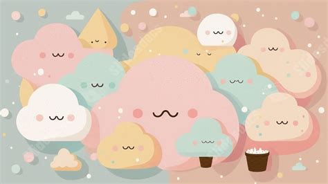 Cloud Cute Expression Colorful Simple Decoration Illustration Powerpoint Background For Free