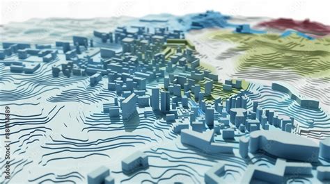 Digital 3d Map Terrain Showcasing Gis Geodata Mapping Concept