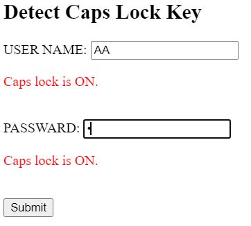 Detect Or Check Caps Lock Key Is ON Or OFF Using JavaScript Tpoint Tech