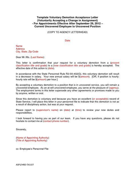 Demoted Demotion Letter Template At Kailyntulip