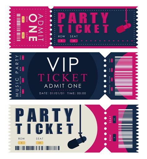 Ticket Set Pass Card Design Isolated On White Background Vector