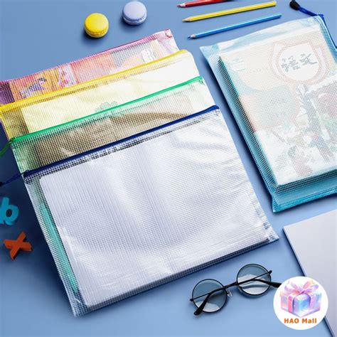 กระเป๋าใส่เอกสารซิป แฟ้มซองซิปใส่เอกสารกันน้ำpvc A3 A4 A5 A6 B4 B5 แฟ้ม