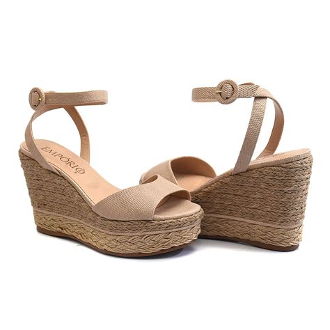 Sandalia Anabela Feminina Empório Modinha Werner Nude IxÓria