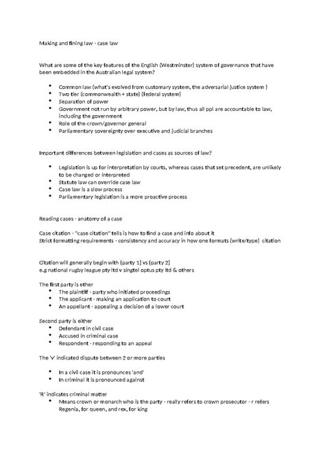 Foundations 1 Notes On Finding Case Law And Definitons Making And