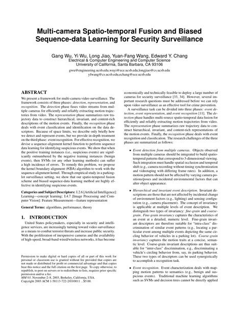 Pdf Multi Camera Spatio Temporal Fusion And Biased Sequence Data