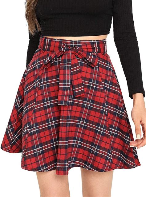 Milumia Women Plaid Mini Skater Skirts Cheerleader Pleated A Line