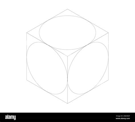 Isometric Drawing Of A Cube With Circles Inscribed Stock Vector Image Art Alamy