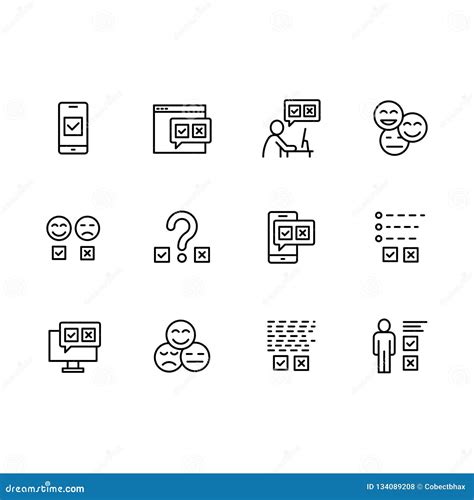 Simple Set Survey Related On Internet Social Networks And Mobile Applications Vector Line Icons