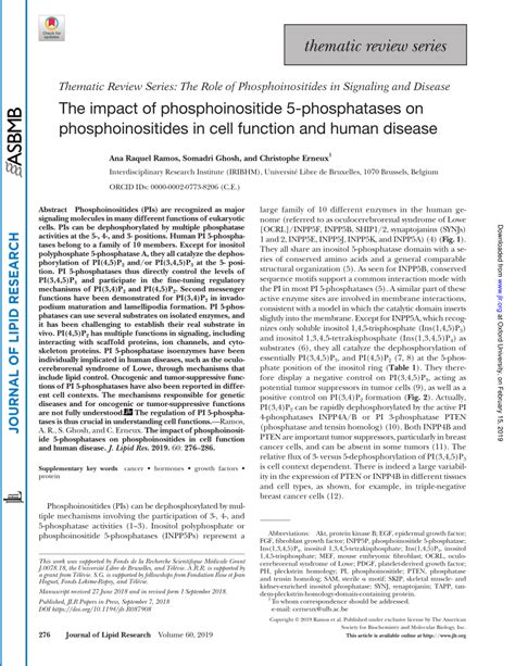 Pdf The Impact Of Pi 5 Phosphatases On Phosphoinositides In Cell