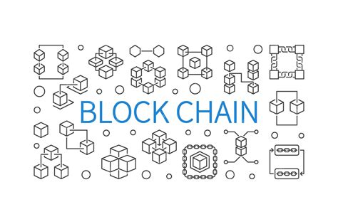 ブロック チェーン ベクトル概念概要水平図 premiumベクトル素材