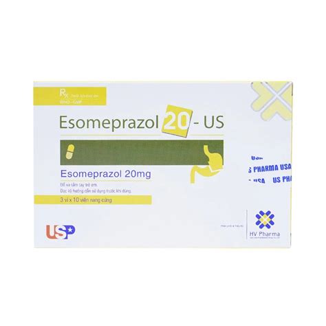 Esomeprazol 20mg trị trào ngược dạ dày, loét tá tràng