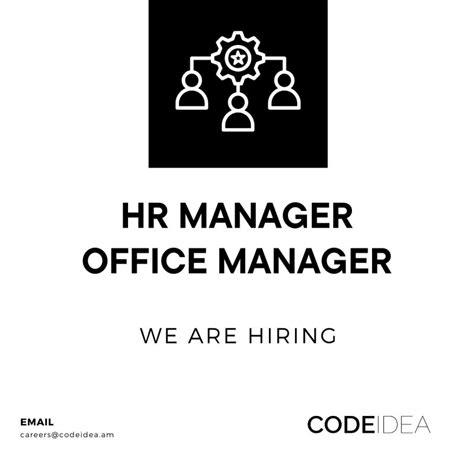 Hiring Hrmanager Officemanager Joinourteam Techjobs Codeidea Llc