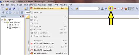 how to debug in keil microvision