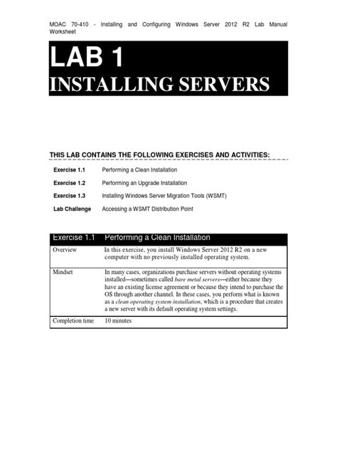 70 410 R2 Lm Worksheet Lab 01 Pdf Microsoft Windows Operating System