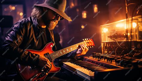 Premium Photo One Musician Playing Guitar On Stage Skillfully