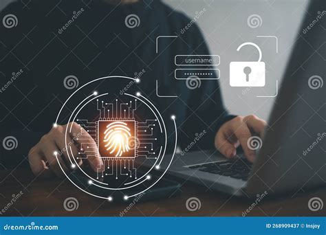 Fingerprint Scan For Secure Access And Service Unlock Design Concept Stock Image Image Of