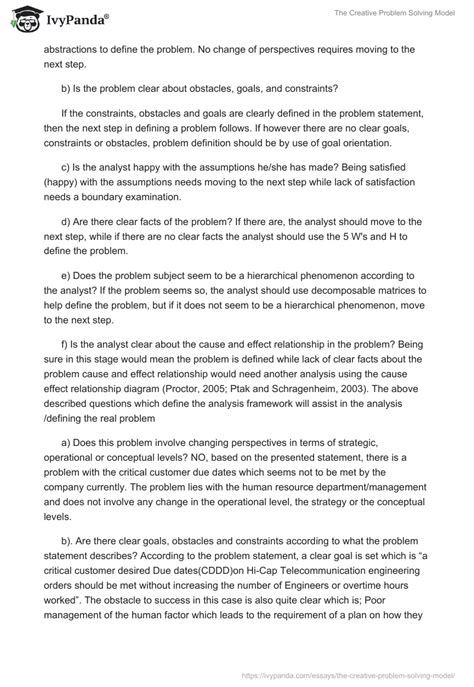 The Creative Problem Solving Model 4627 Words Research Paper Example