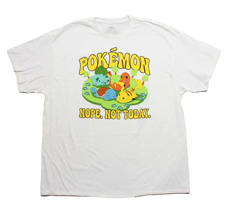 Pokemon Mens T Shirt Chibi Characters Napping Over Nope Not Today
