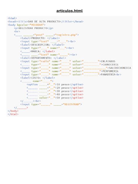 Ejercicio De Completar Código Pdf
