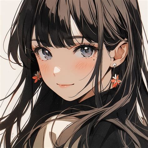 Premium Photo Anime Girl With Long Black Hair And Blue Eyes With Red