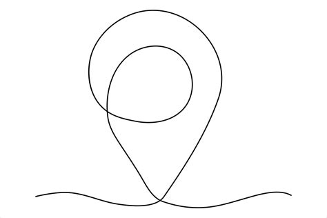 Continuous One Line Google Map Point Route Directions And Location Outline Line Art Illustration