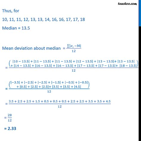 Ex 13 1 3 Find Mean Deviation About Median Class 11