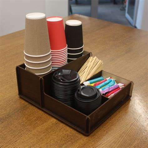 Органайзер підставка для стаканчиків кави серветок трубочок та стіків цукру L 2 лхдф на 4