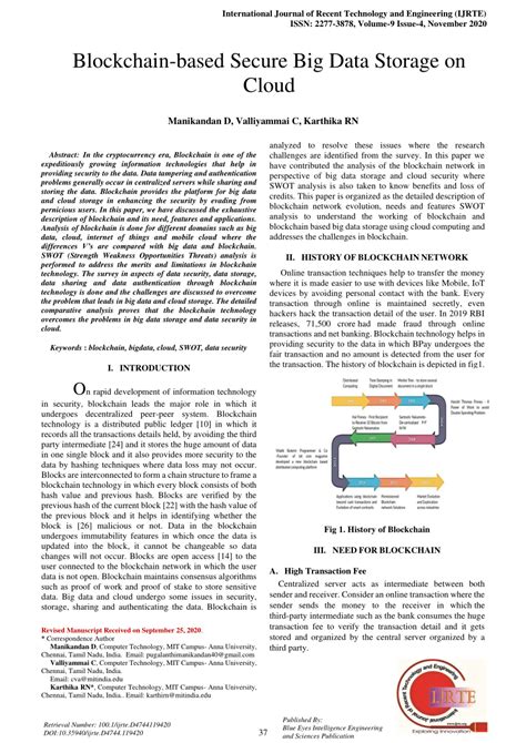 Pdf Blockchain Based Secure Big Data Storage On Cloud