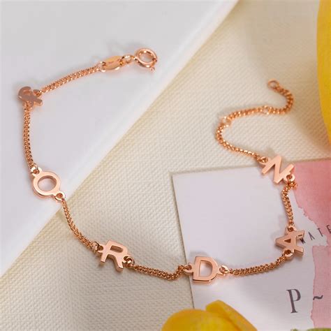 Personalized Sterling Silver Initial Name Bracelet T For Woman Mom