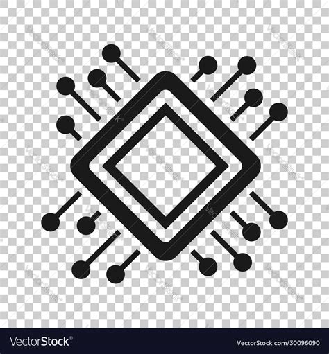 Computer Cpu Icon In Flat Style Circuit Board Vector Image