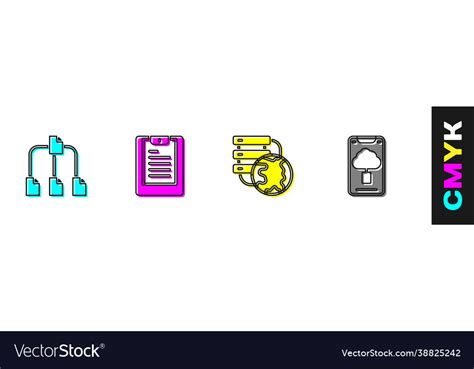 Set Folder Tree Server Data Report Network Vector Image