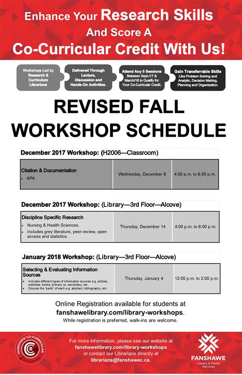 Revised Ccr Workshop Schedule Now Available Fanshawe Library Learning
