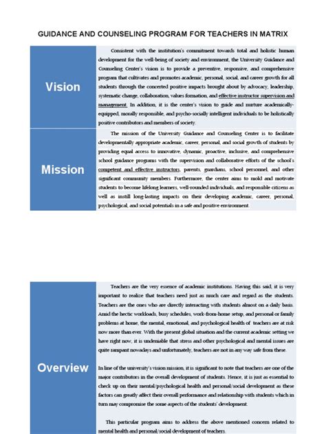 Guidance Program Matrix For University Teachers Descargar Gratis Pdf