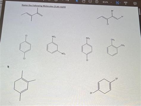 Solved Name the Following Molecules (2 pts each) | Chegg.com